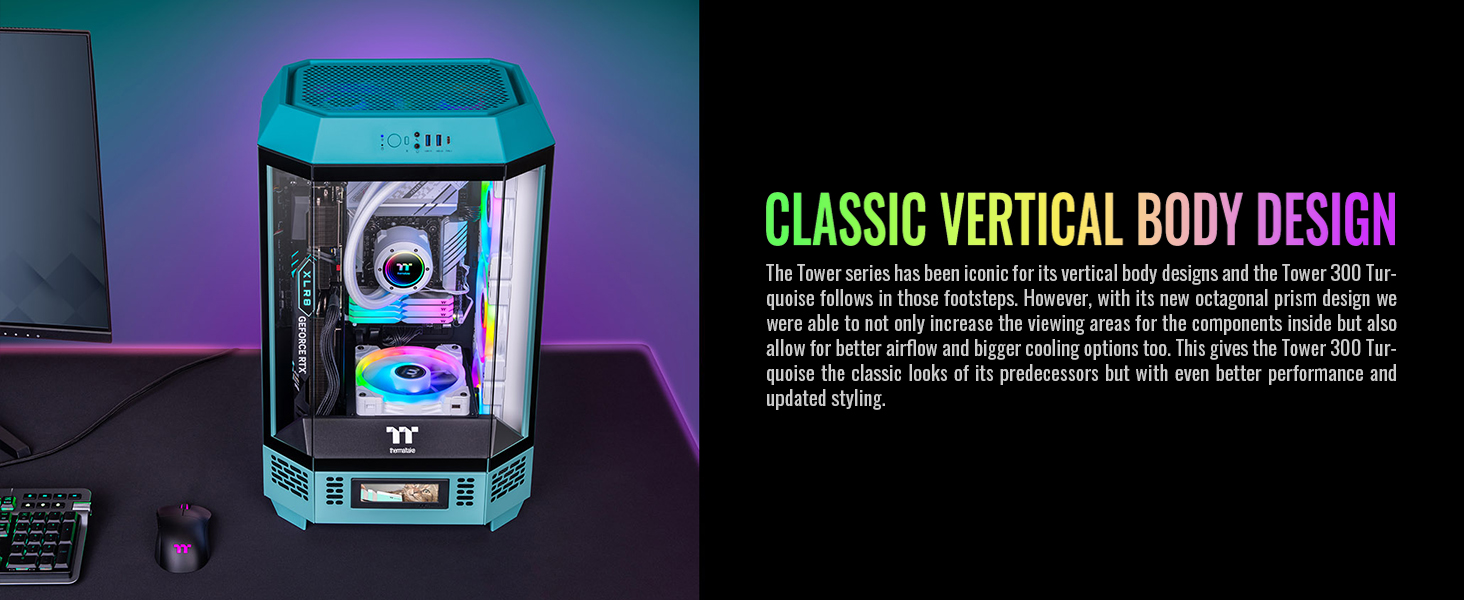 Thermaltake Tower 300 Turquoise Micro-ATX Case; 2x140mm CT Fan Included; Support Up to 420mm ...